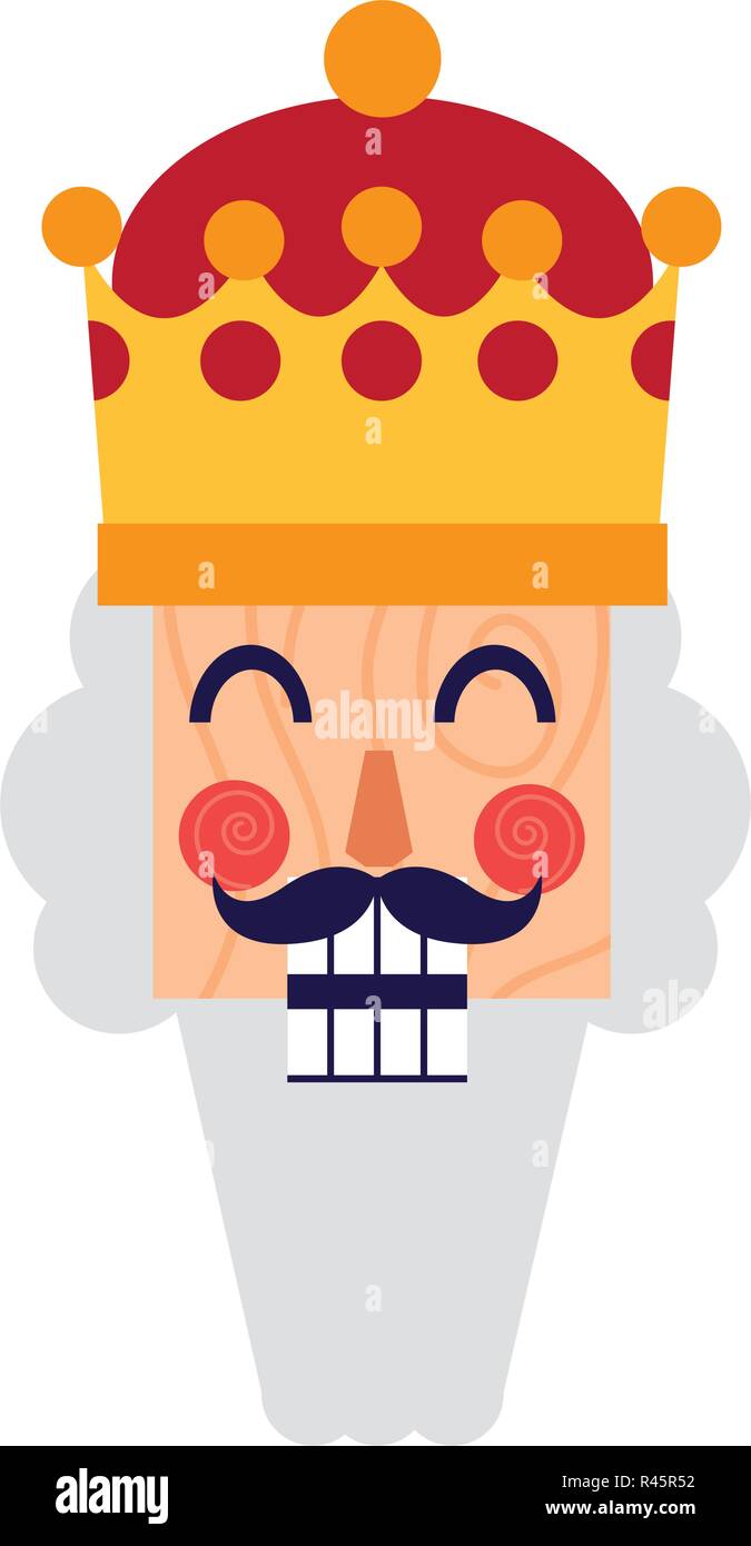 Christmas nutcracker face icon over white background, vector ...