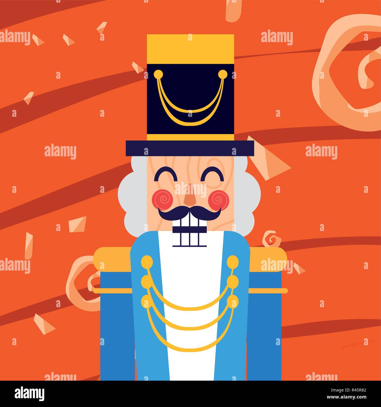 Christmas nutcracker icon over orange background, colorful design ...