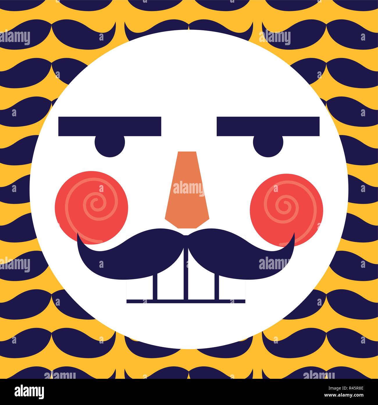 Face of nutcracker with mustache over colorful background, vector ...