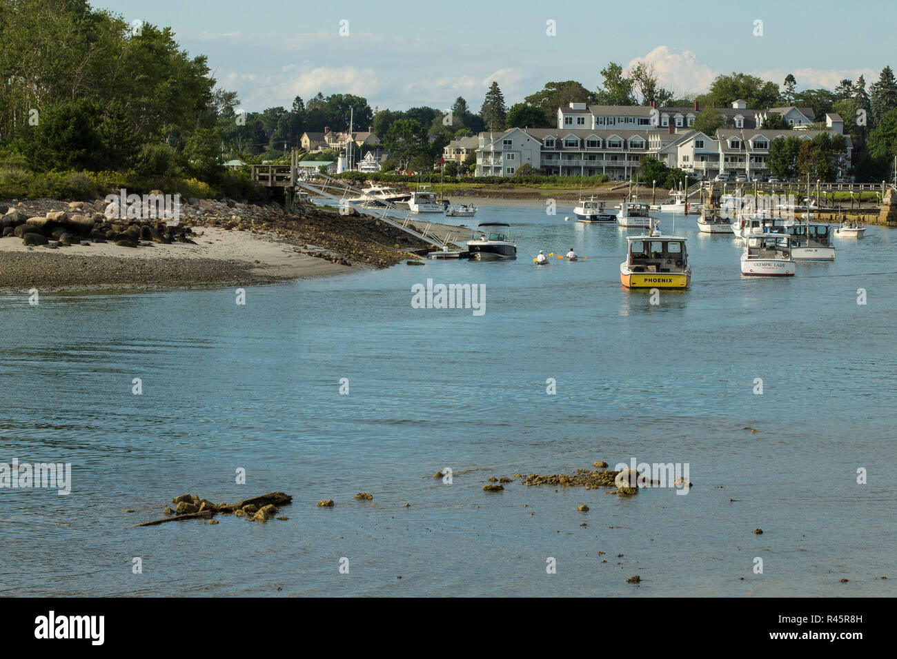 Kennebunk River at the Gulf of Maine, South of Dock Square ...