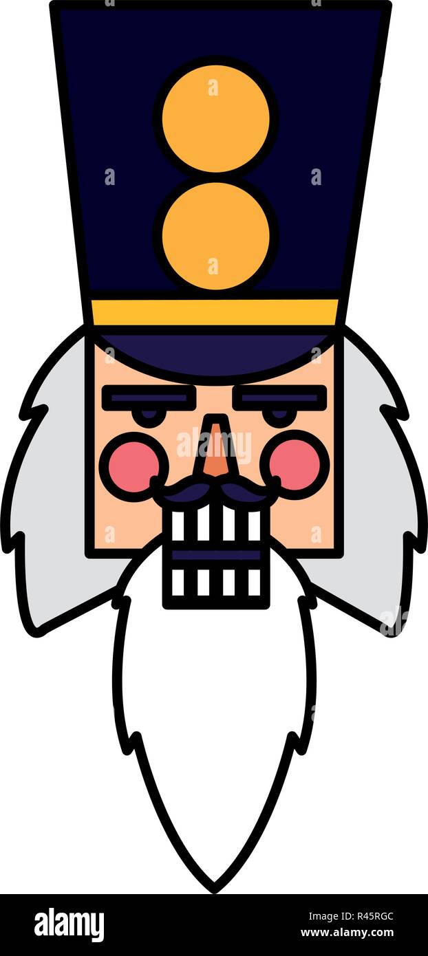 Christmas nutcracker face icon over white background, vector ...