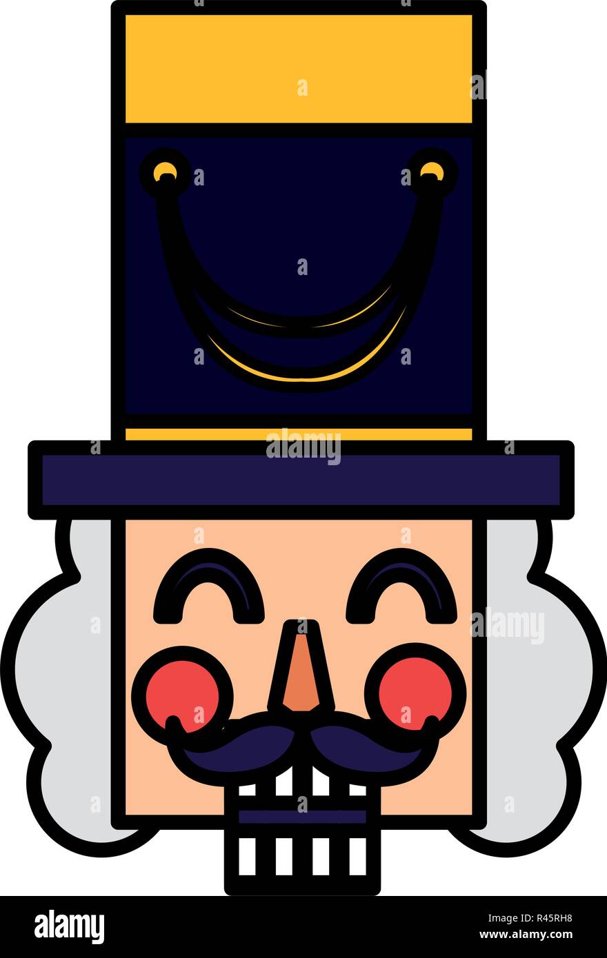 Christmas nutcracker face icon over white background, vector ...