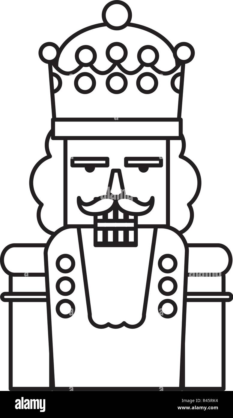 Christmas nutcracker icon over white background, vector illustration ...