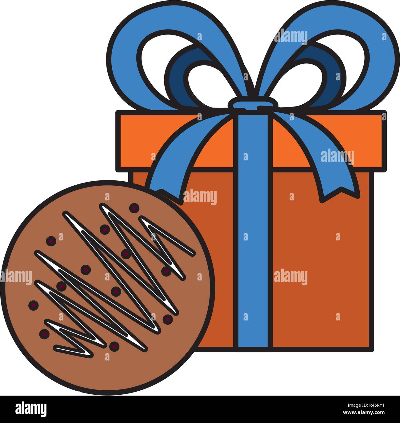 gift box and cookie over white background, vector illustration Stock ...