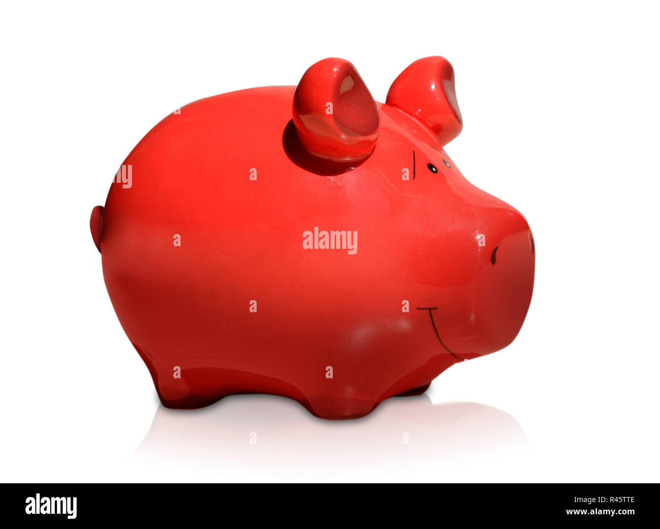 cute red piggy bank smiling isolated for money Stock Photo - Alamy