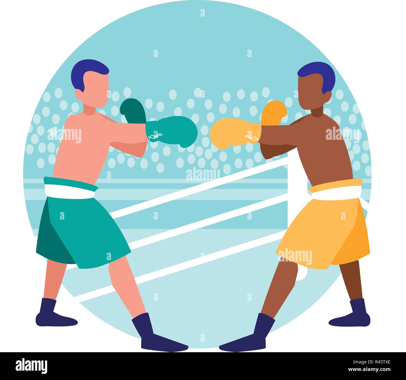 boxers fighting avatars characters vector illustration design Stock ...