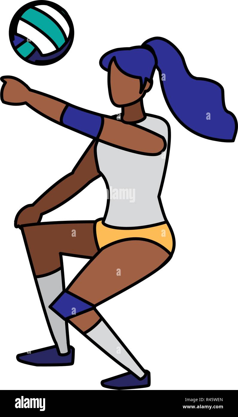 young woman playing volleyball vector illustration design Stock Vector ...