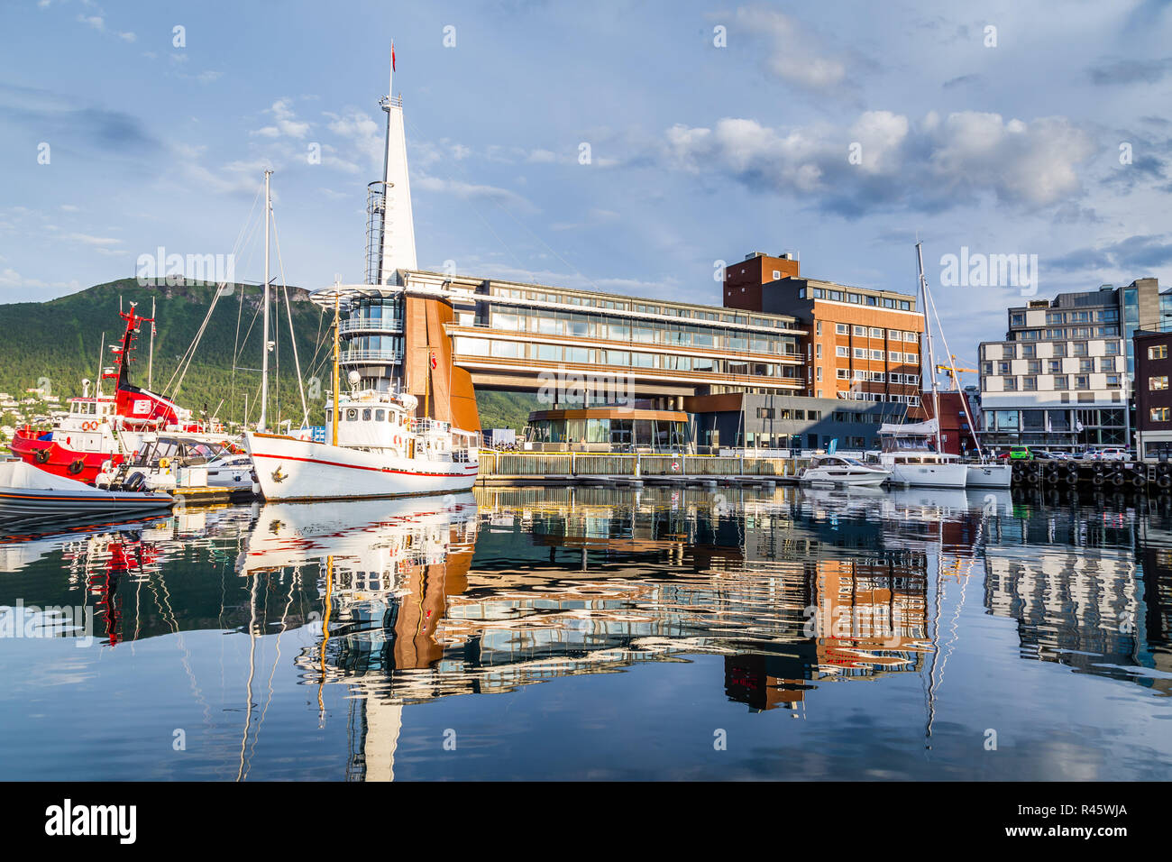 The harbor in the center of Tromso in northerm Norway Stock Photo - Alamy