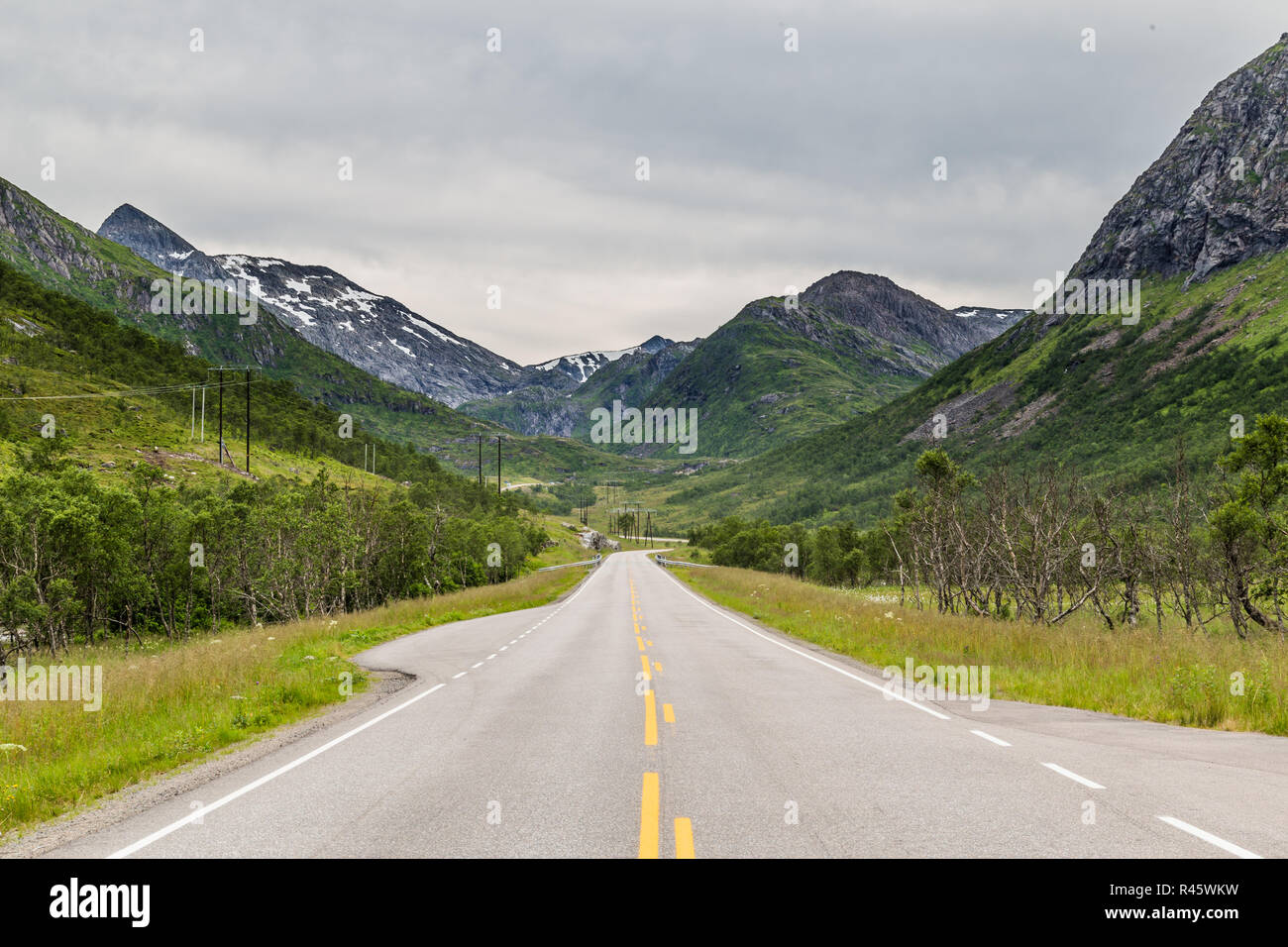 European route E10 entering Lofoten Islands in northern Norway Stock ...