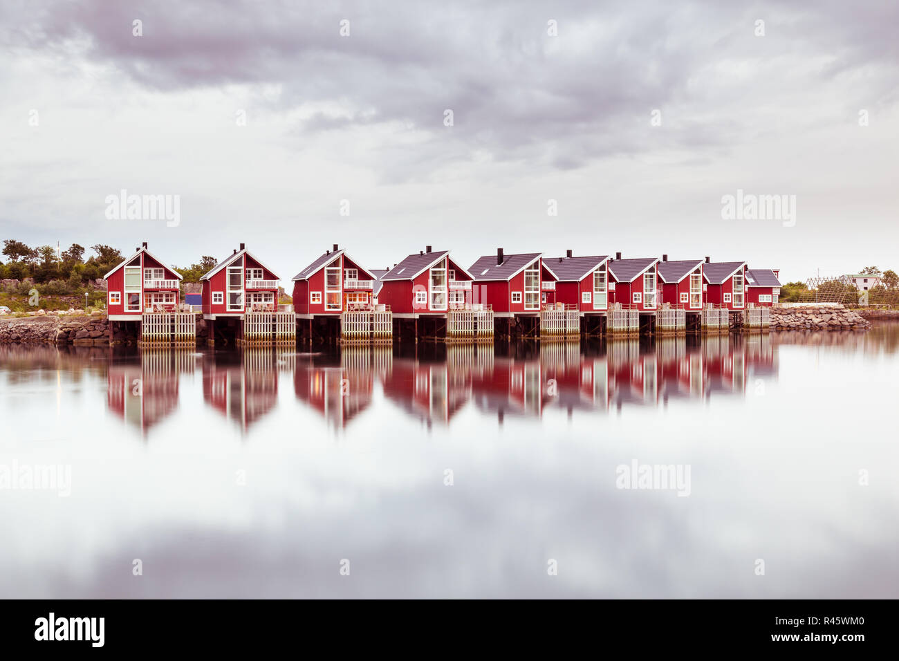 Beautiful rorbu or fishermans houses in Svolvaer Lofoten Islands in ...