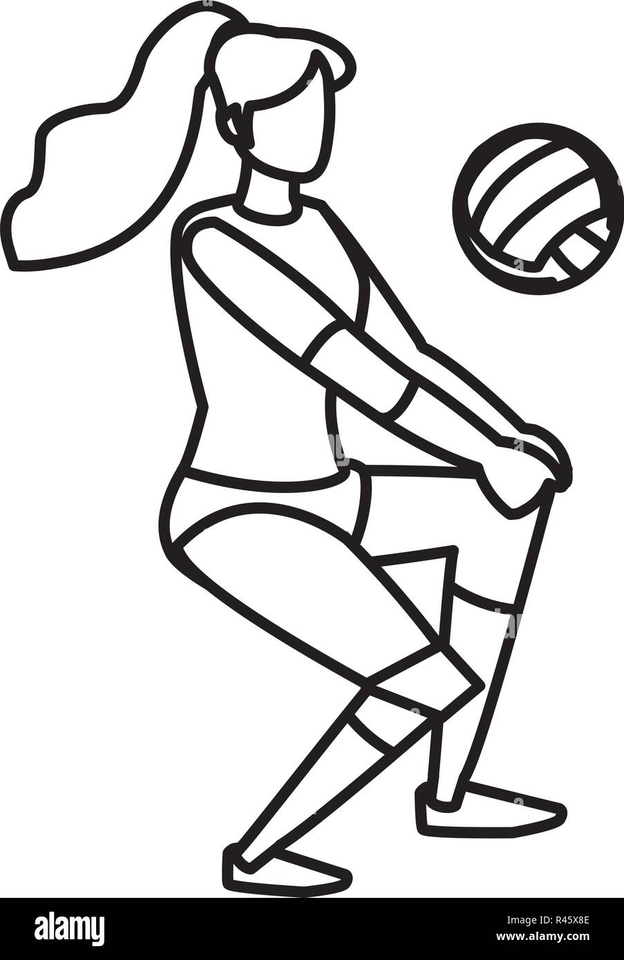 young woman playing volleyball vector illustration design Stock Vector ...