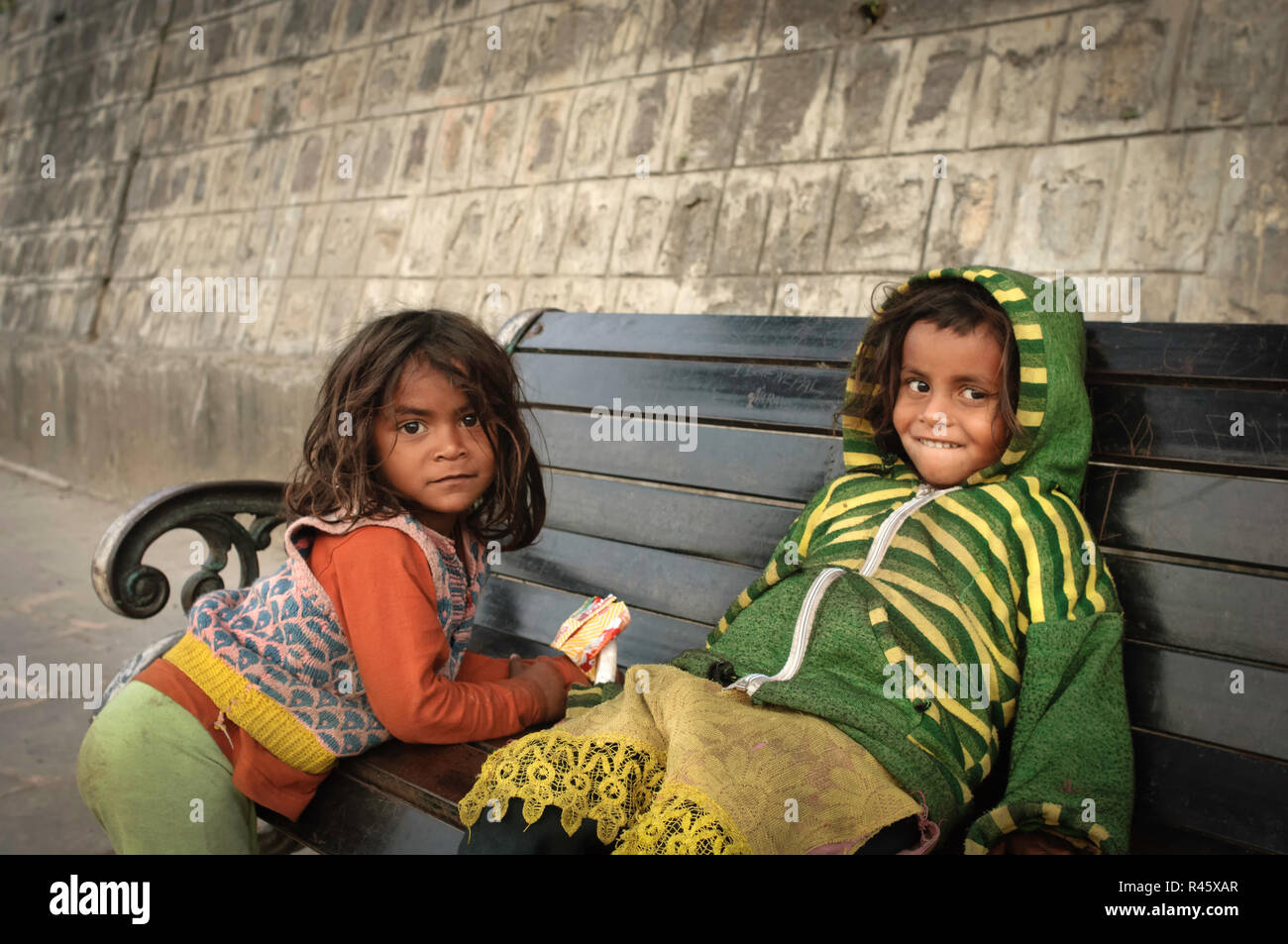 Children playing along the Holy Ganges riverbank. Rishikesh, India ...