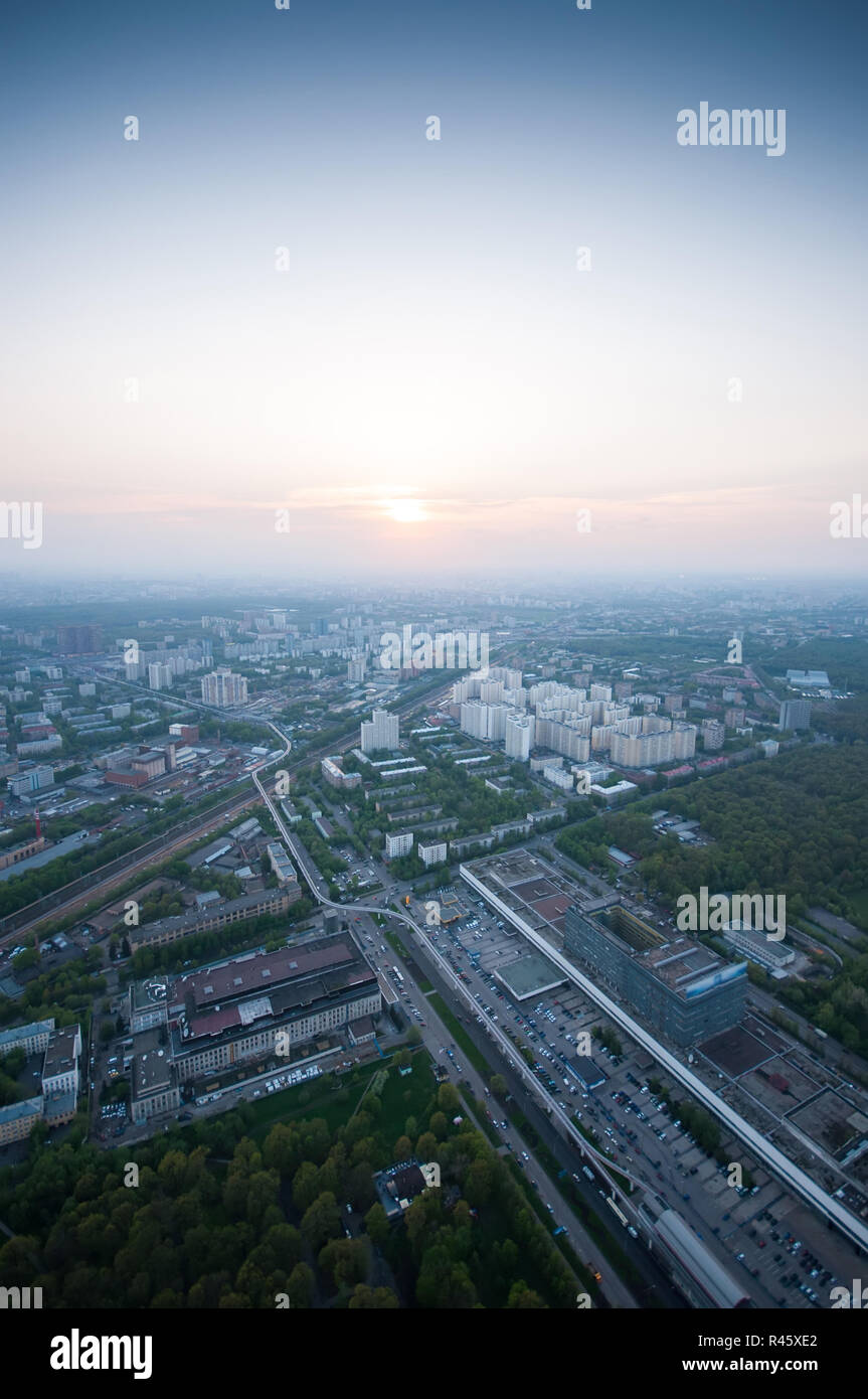 Bird' s eye view of Moscow at dawn Stock Photo - Alamy