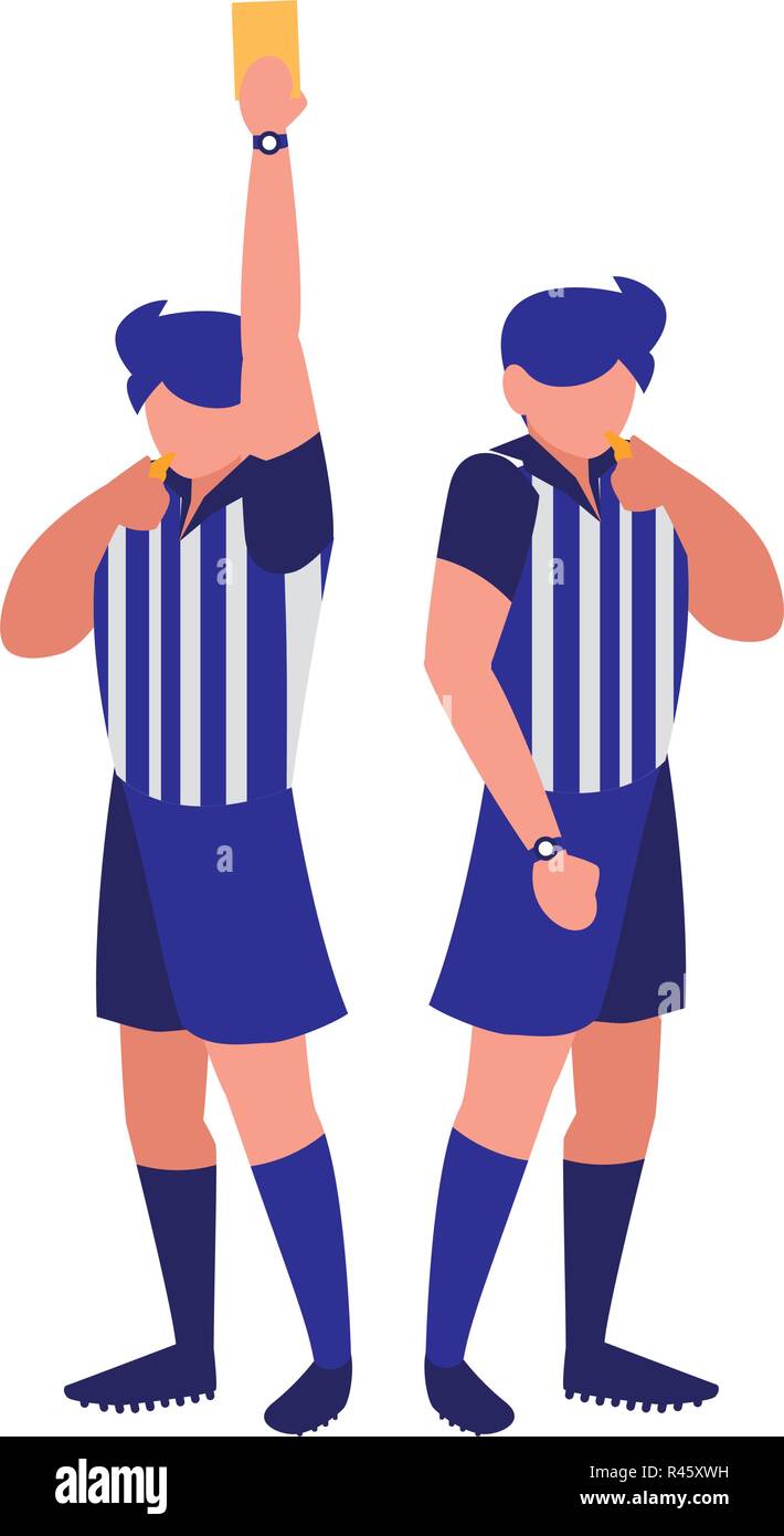 avatar soccer referee blowing the whistle over white background, vector ...