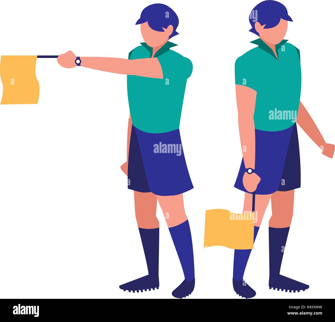 soccer assistant referees over white background, colorful design ...