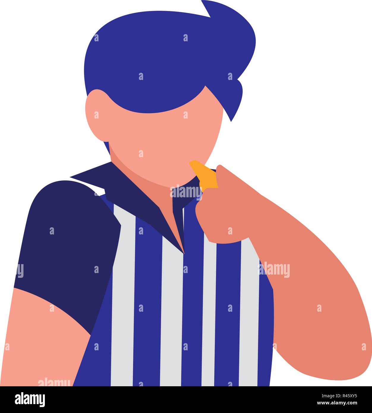 avatar soccer referee blowing the whistle over white background, vector ...