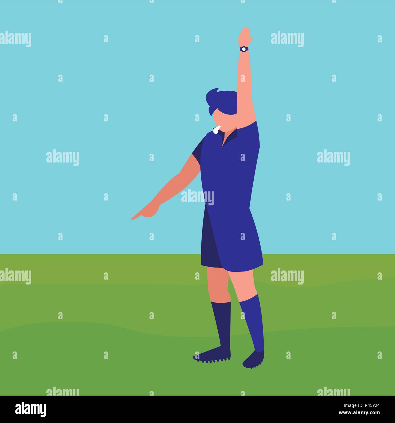 avatar soccer referees showing a yellow card over field background ...