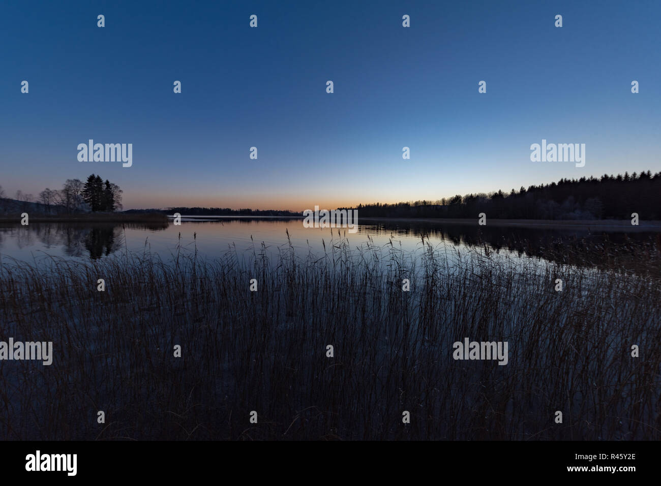 sunset over a little lake in sweden november 24 2018 Stock Photo - Alamy