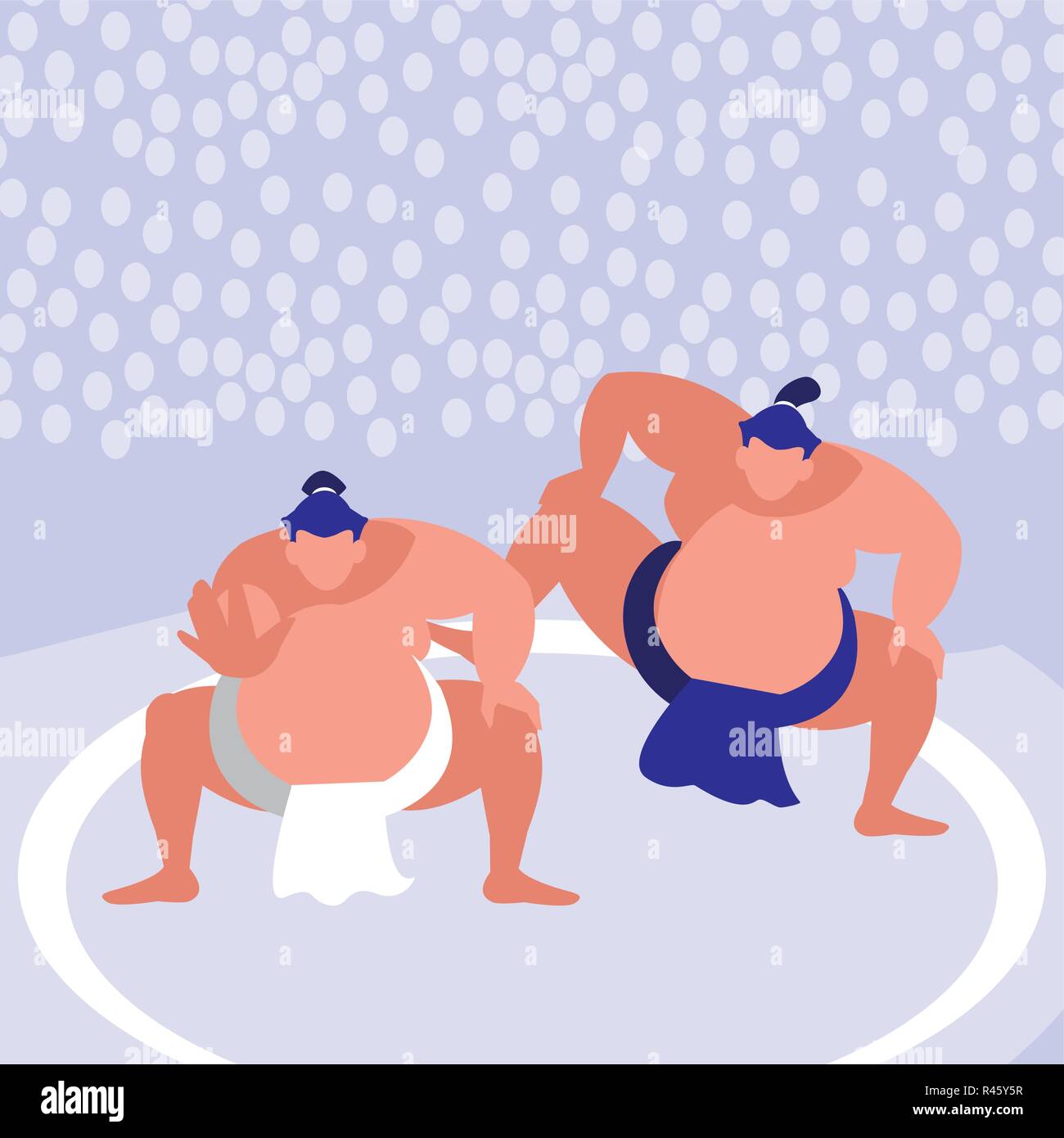 sumo wrestlers icon over purple background, colorful design. vector ...