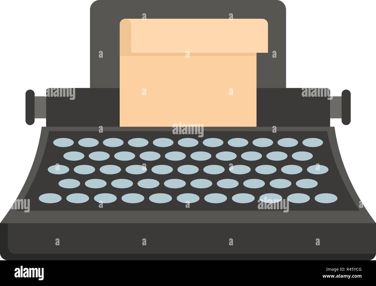 Black classic typewriter icon. Flat illustration of black classic ...