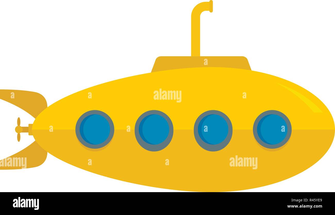 Yellow submarine icon. Flat illustration of yellow submarine vector ...
