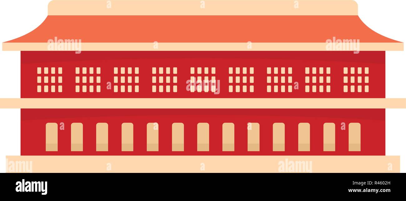 Red building icon. Flat illustration of red building vector icon for ...