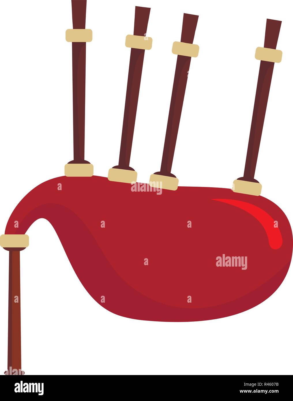 Red bagpipes icon. Flat illustration of red bagpipes vector icon for ...