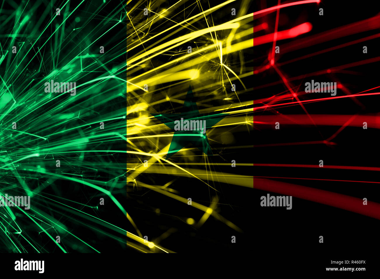 Senegal abstract fireworks sparkling flag. New Year, Christmas and ...