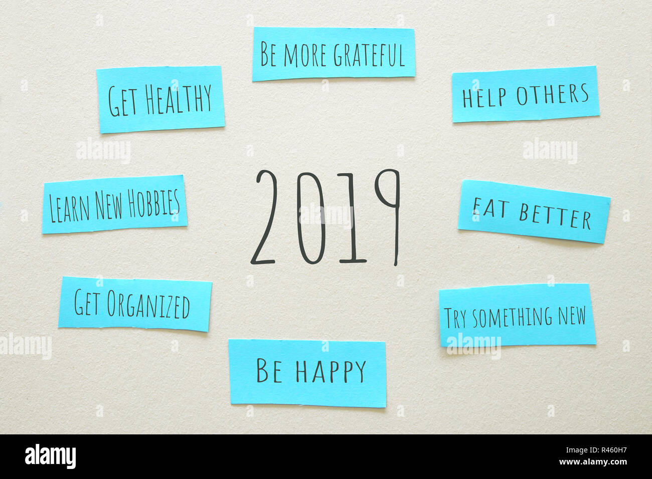 2019 goals list written over torn papers on white background Stock ...