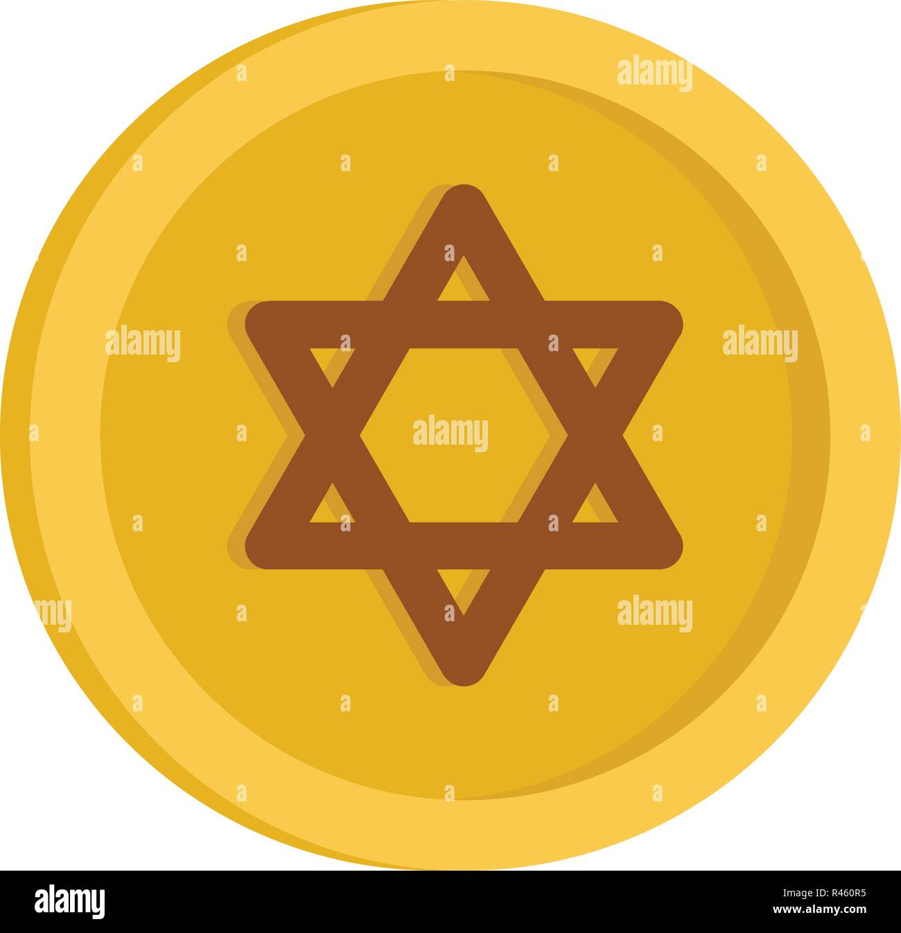 Jewish gold coin icon. Flat illustration of jewish gold coin vector ...