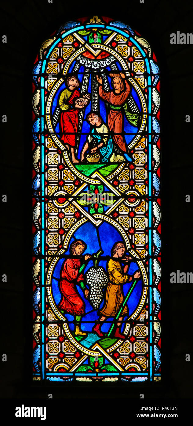 Stained Glass in the Cathedral of Monaco, depicting Holy Communion with ...
