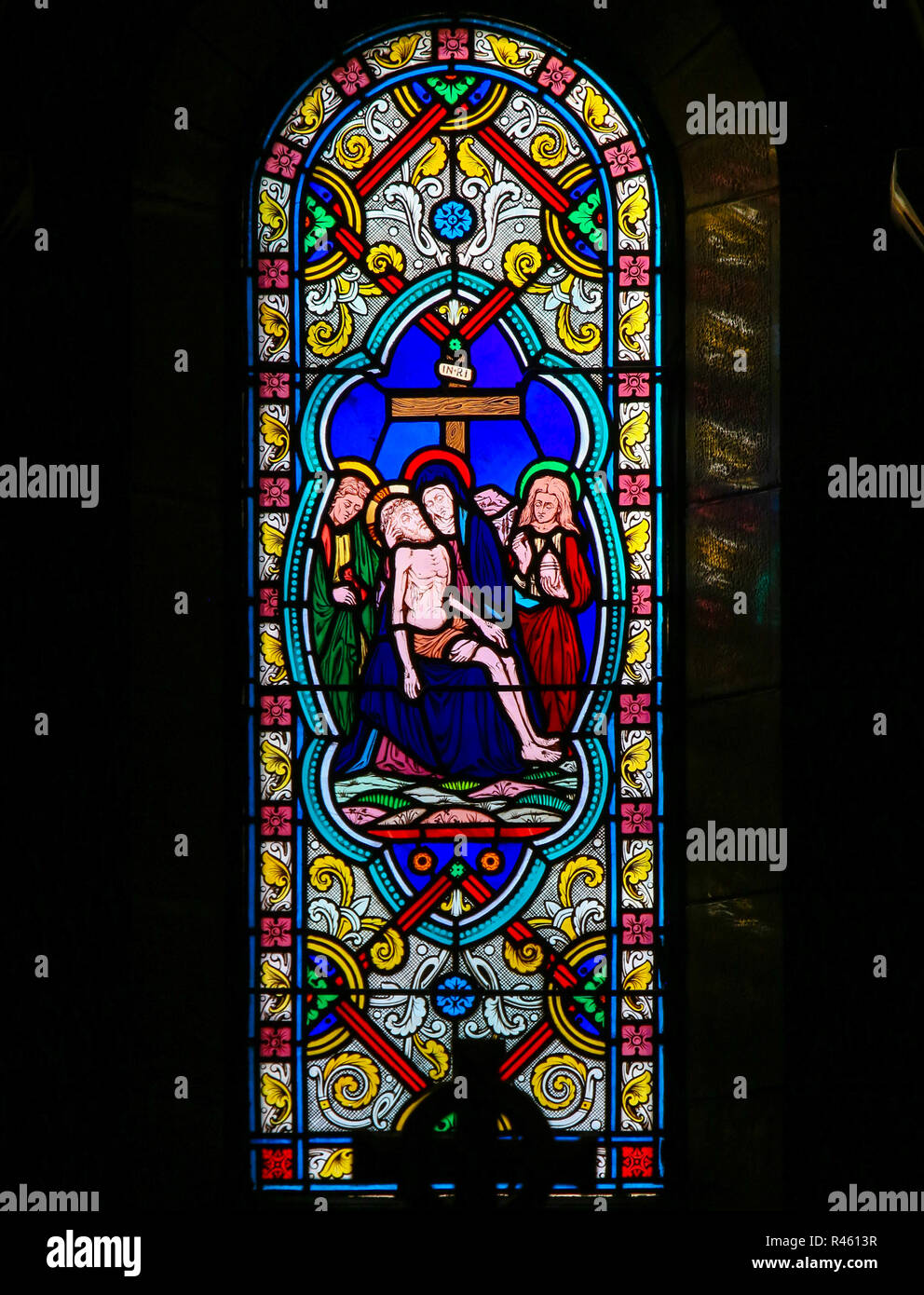 Stained Glass in the Cathedral of Monaco, depicting the Dead Body of ...