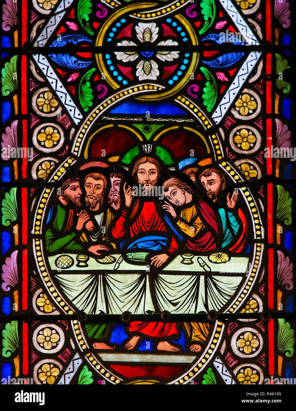 Stained Glass in the Cathedral of Monaco, depicting Jesus and the ...