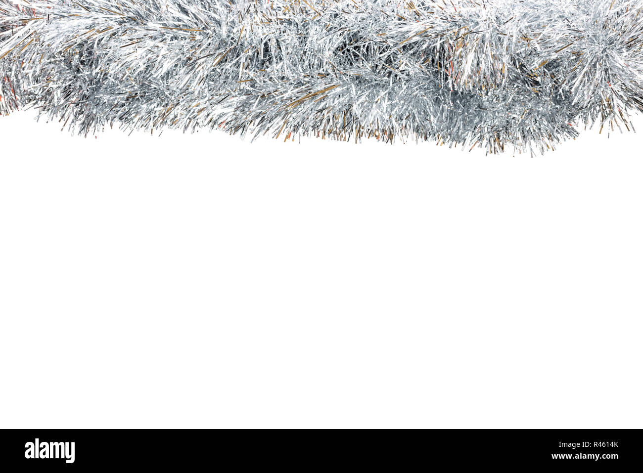 Frame made from silver tinsel decorations for christmas, isolated on ...