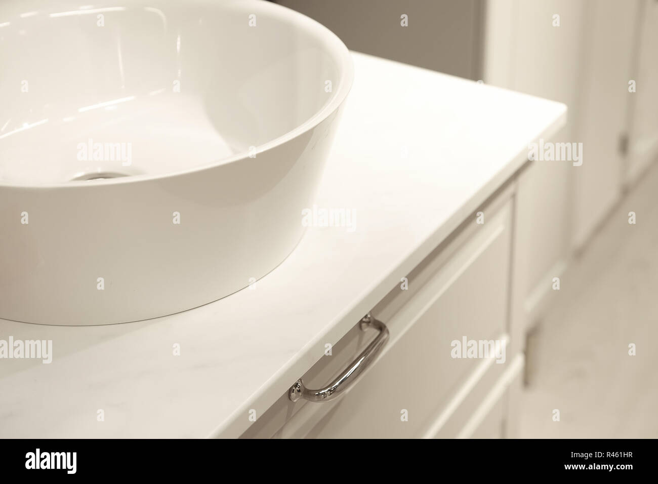 Hand wash for face, large white ceramic fixture. Toilet room Stock ...