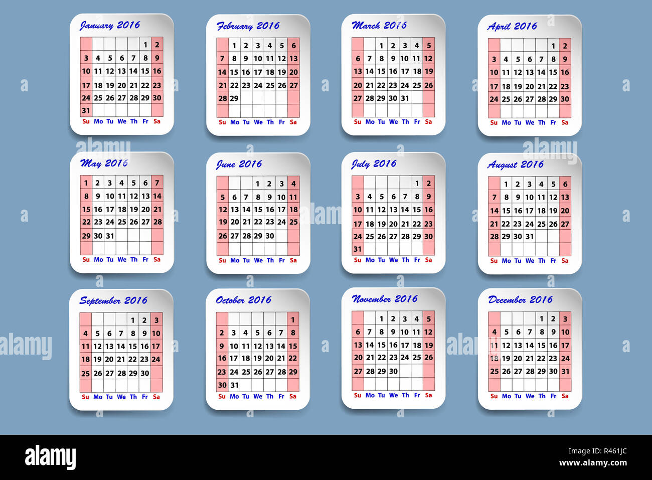 Calendar for 2016 year Stock Photo - Alamy