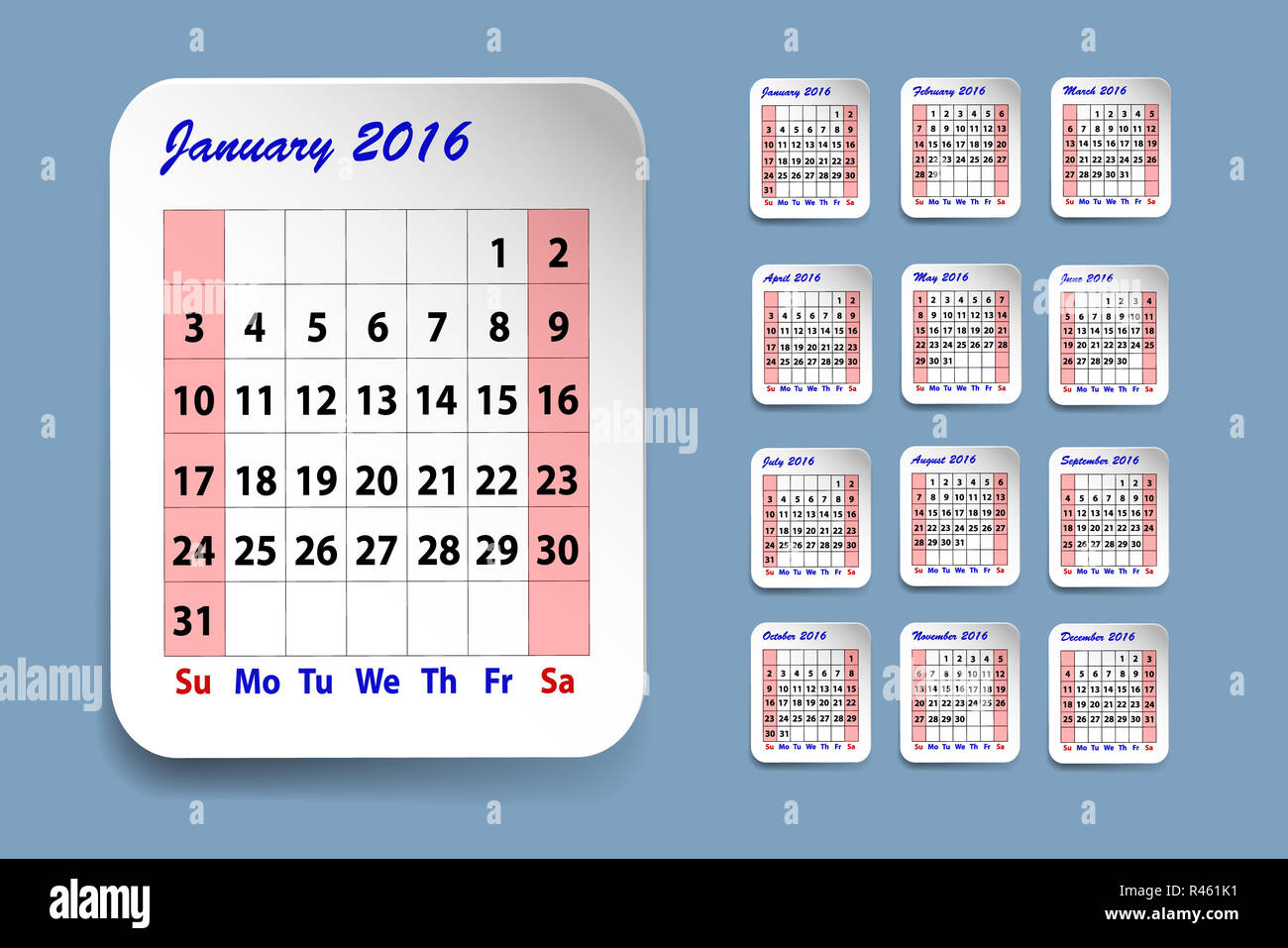 Calendar for January 2016 Stock Photo - Alamy