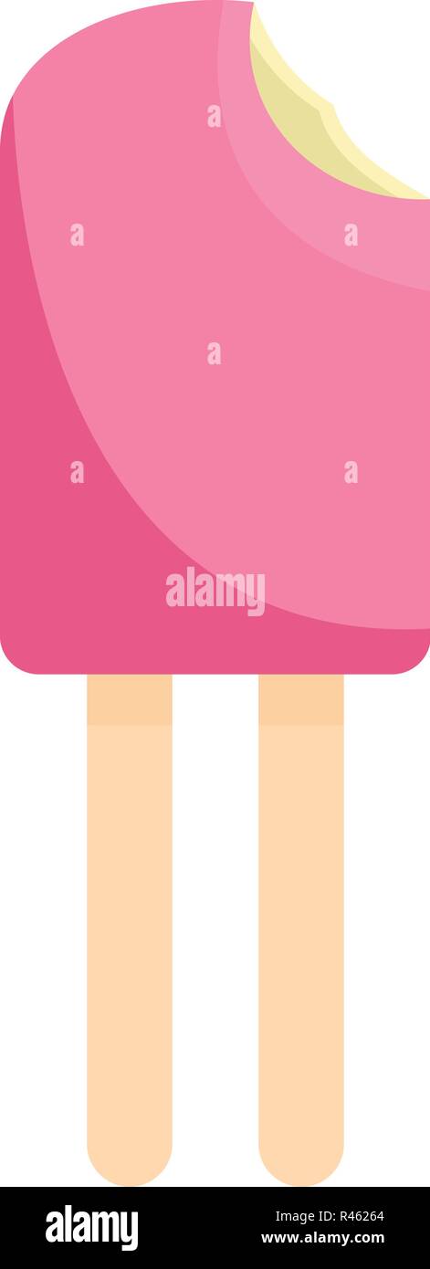Pink ice cream icon. Flat illustration of pink ice cream vector icon ...
