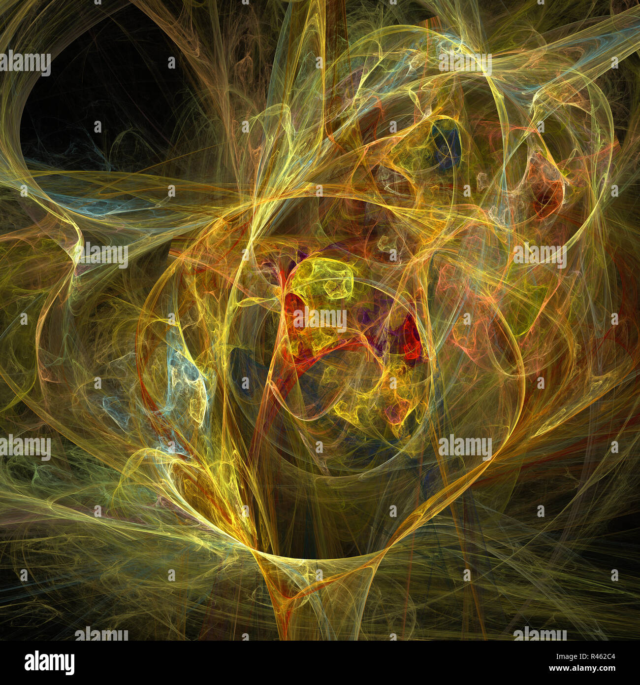 Red and yellow mix vertigo helix clouds curves futuristic fractal ...