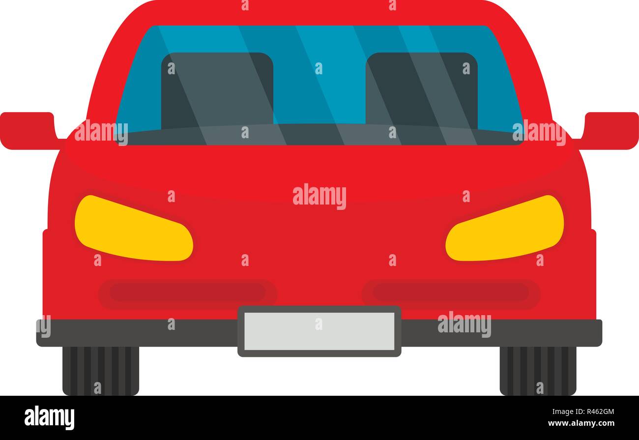 Red front car icon. Flat illustration of red front car vector icon for ...