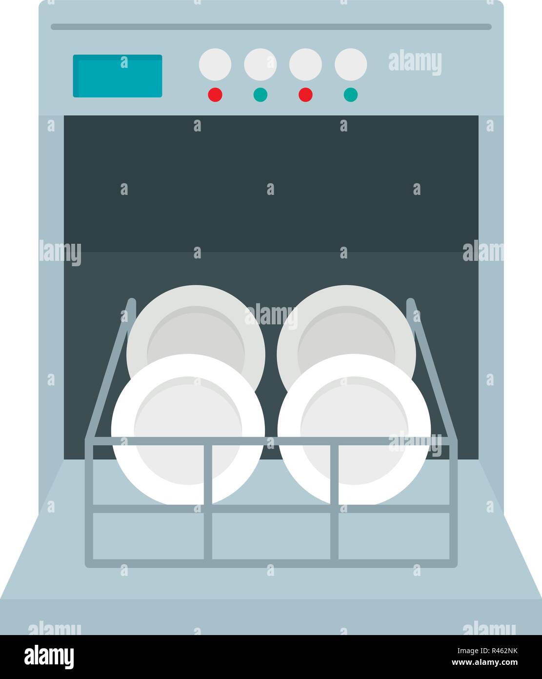Open dishwasher icon. Flat illustration of open dishwasher vector icon ...