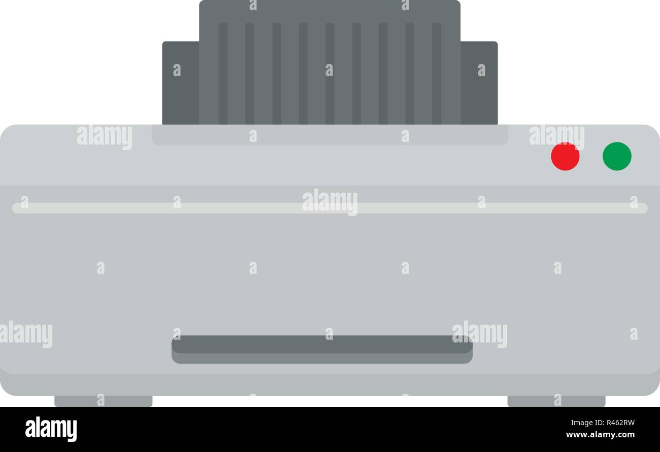 Grey printer icon. Flat illustration of grey printer vector icon for ...