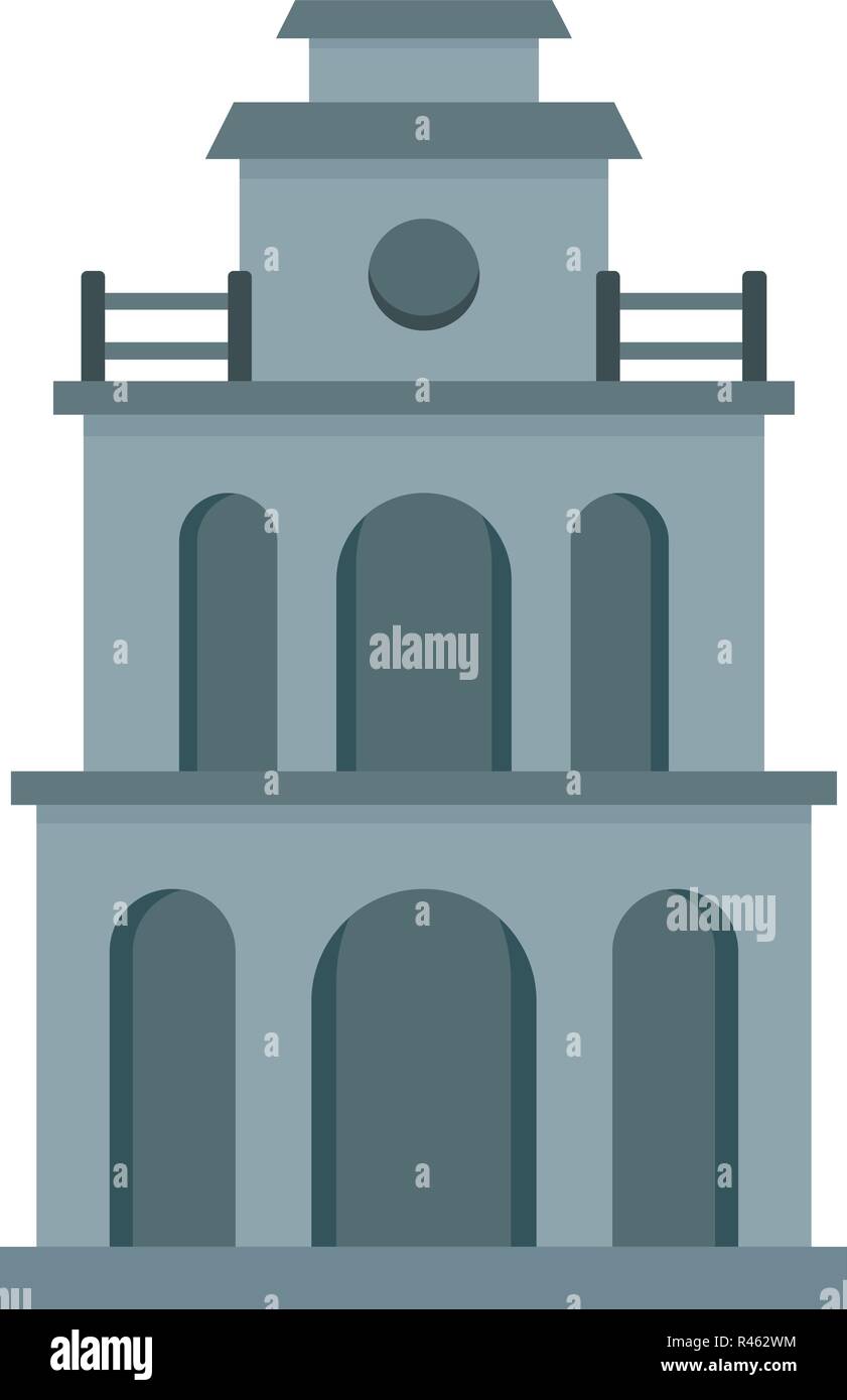 Clock building icon. Flat illustration of clock building vector icon ...
