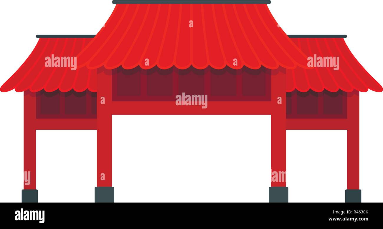 Red asian arch icon. Flat illustration of red asian arch vector icon ...