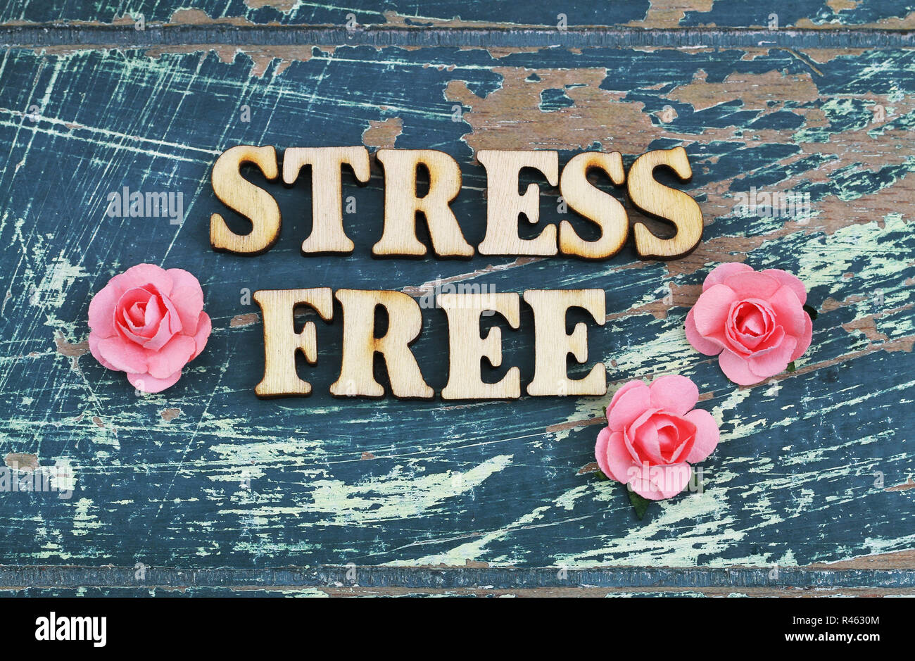 Stress free written with wooden letters hi-res stock photography and ...