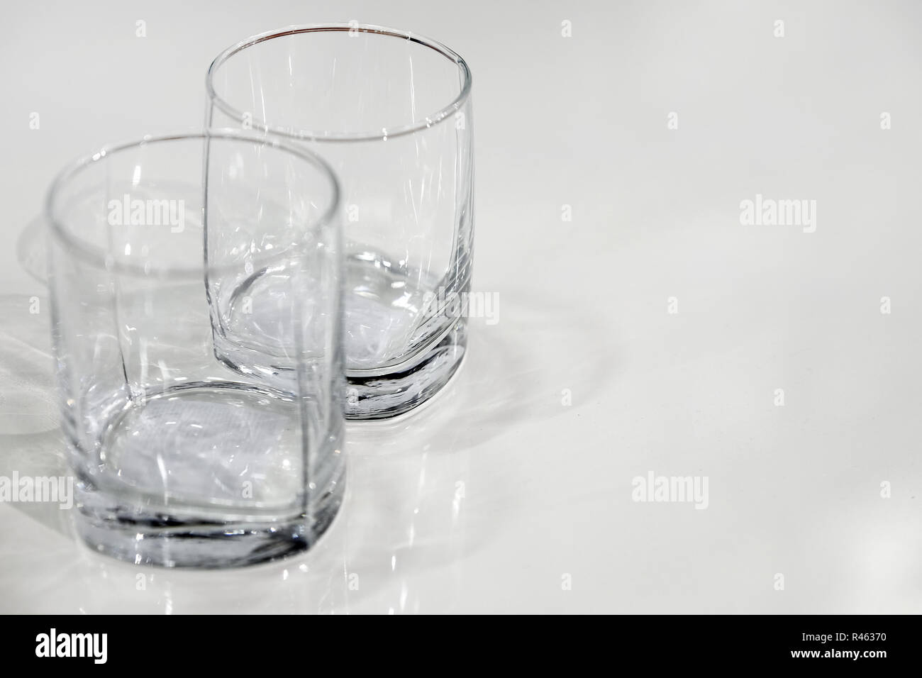 two empty glasses. close-up view from above. the empty surface of the ...