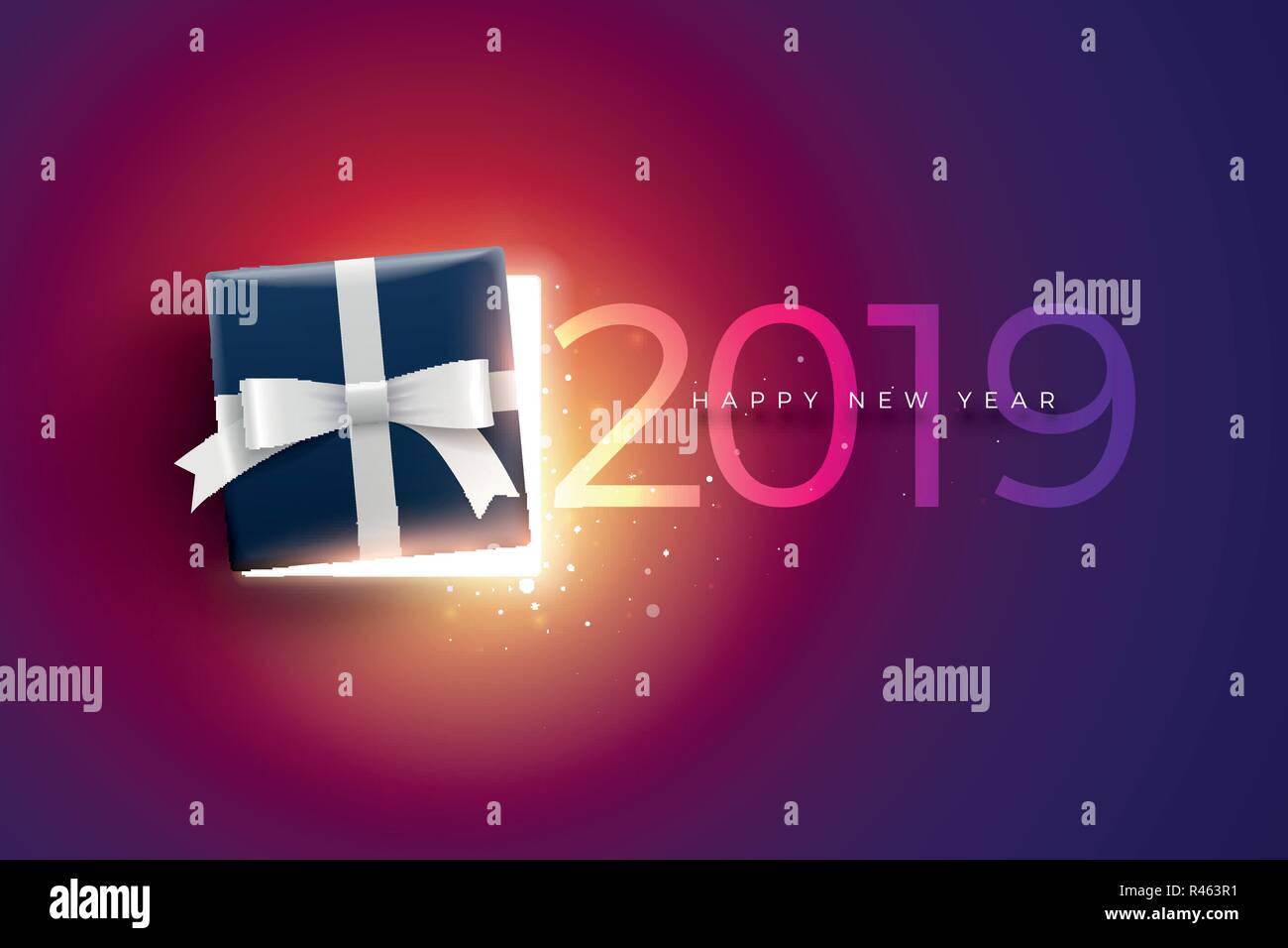 Half open gift box with magical lights. Top view Stock Vector Image ...