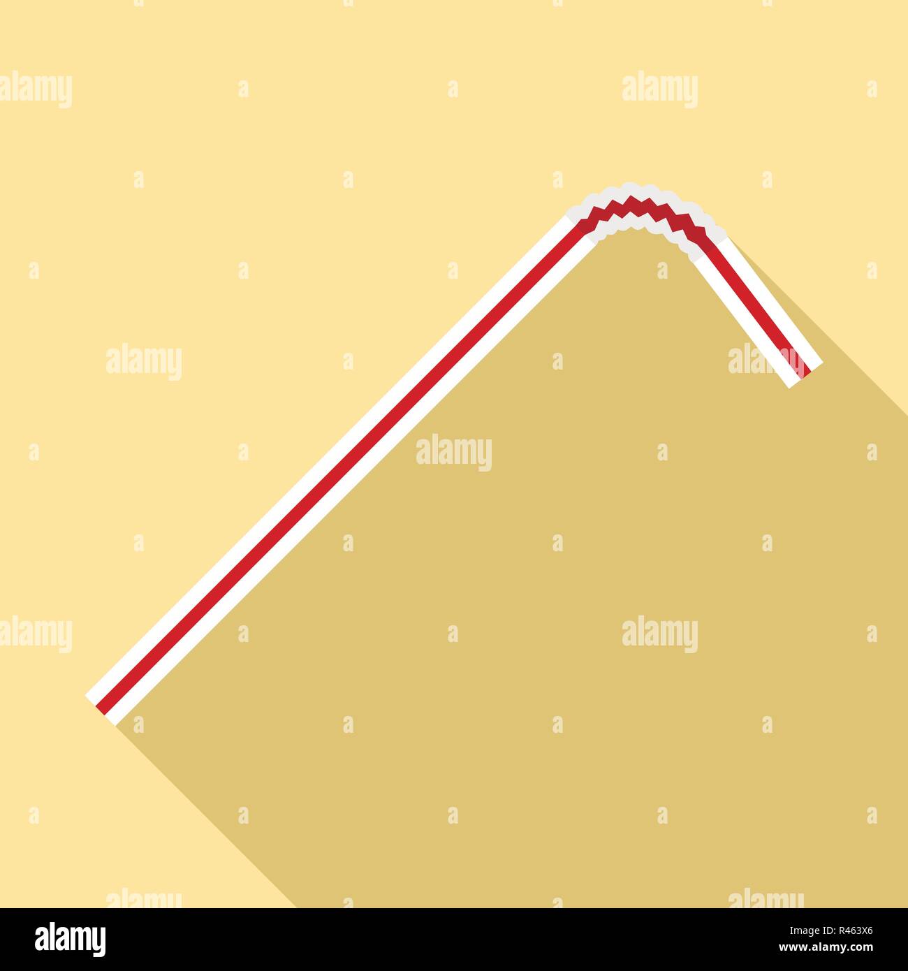 Red white drink straw icon. Flat illustration of red white drink straw ...