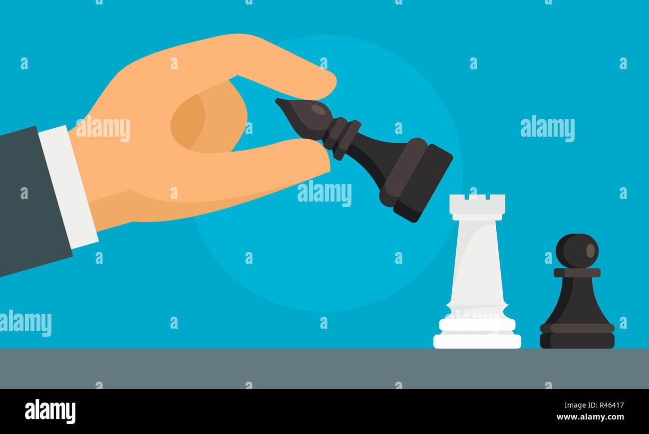 Business chess strategy concept background. Flat illustration of ...