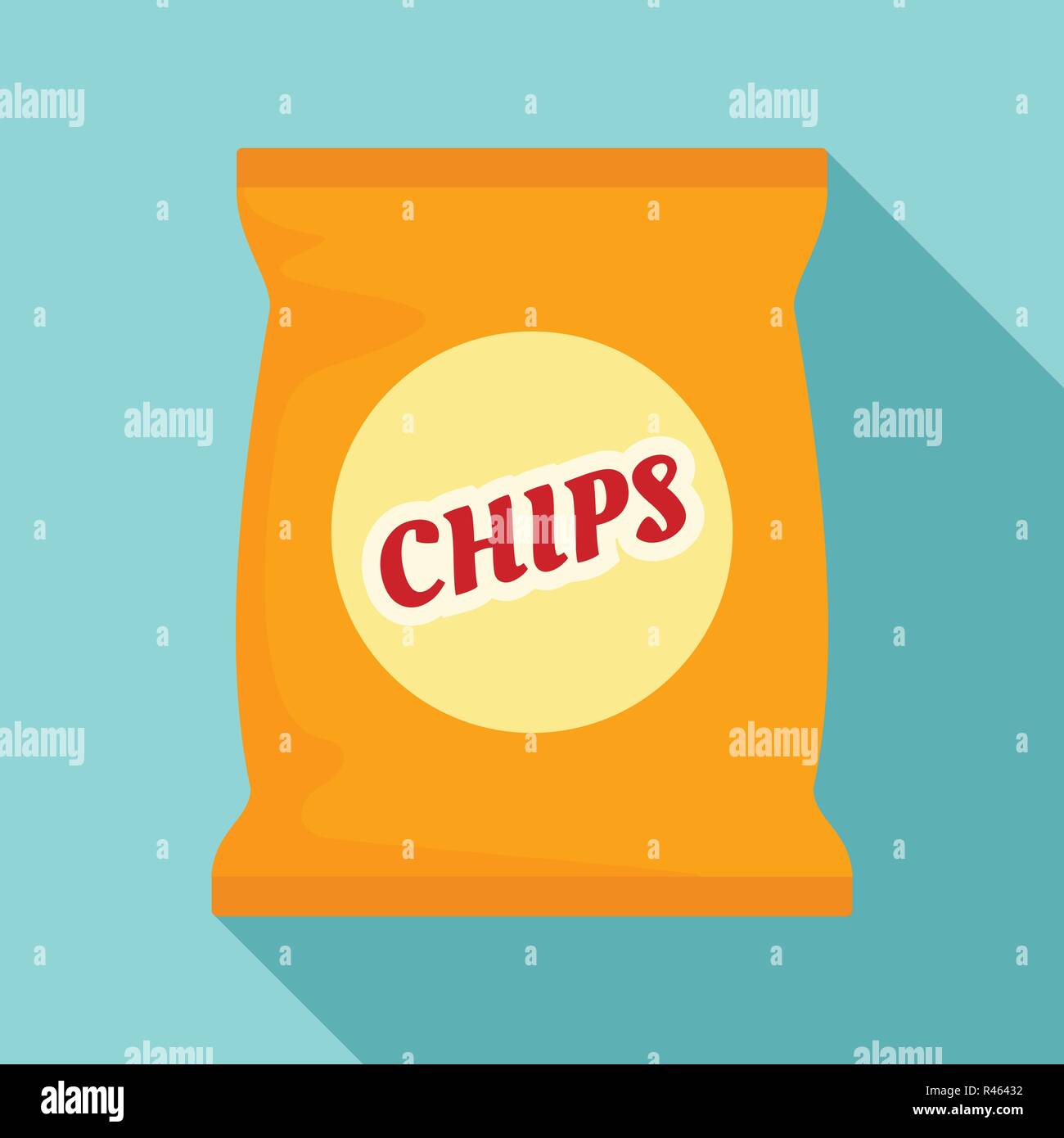 Yellow chips pack icon. Flat illustration of yellow chips pack vector ...
